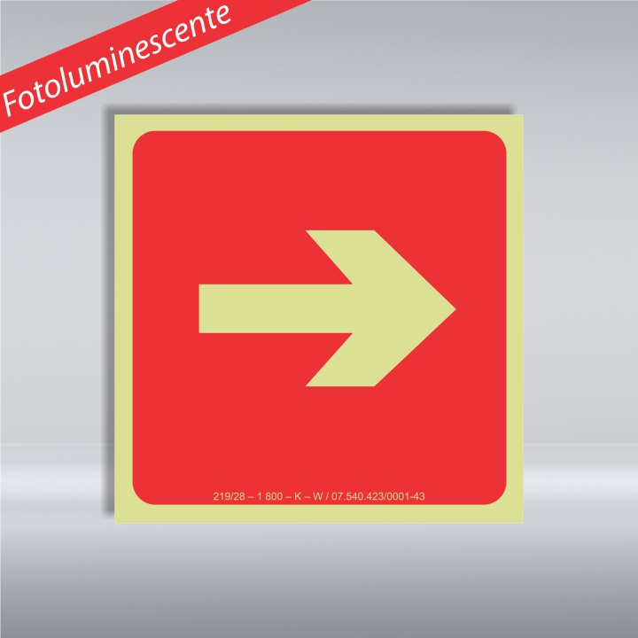 PLACA SETA RETA À DIREITA - PVC - FOTOLUMINESCENTE